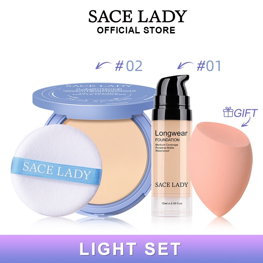SACE LADY Oil Control Face Powder + Matte Liquid Foundation Waterproof ...