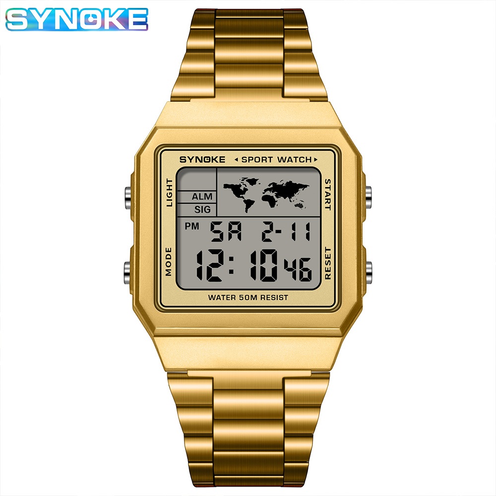 SYNOKE Waterproof Men Watch Stainless Steel Digital Watch for Men Watch ...