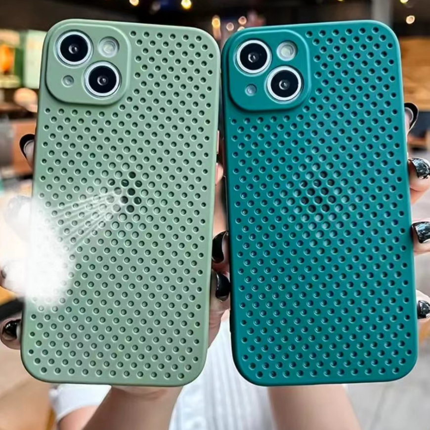 Solid Color Mesh Breathable Heat Dissipation Silicone Phone Case ...