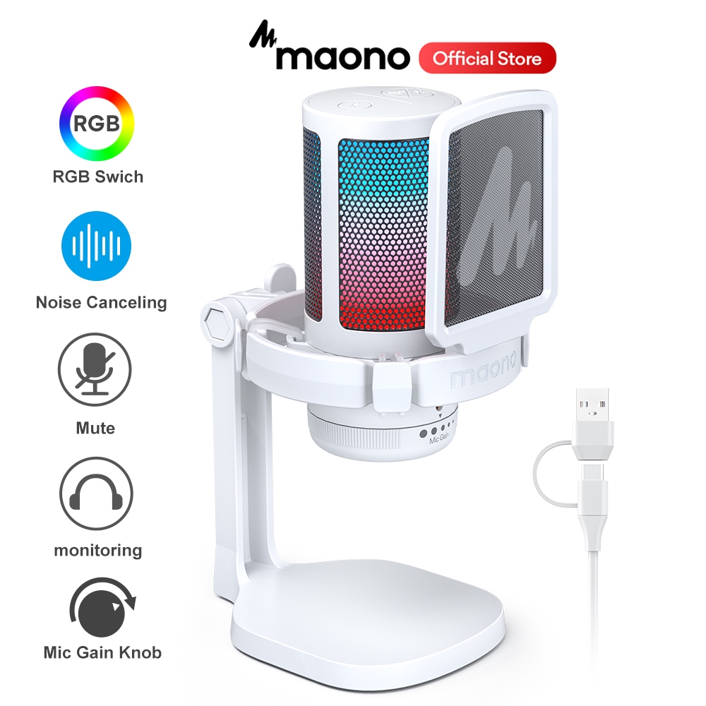 MAONO DGM20 USB Microphone RGB Gaming Mic Condenser Microphone Noise ...