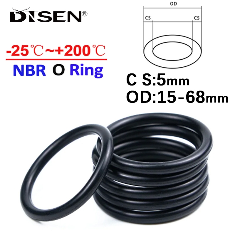 Rubber O Ring NBR O-Ring Seal Gasket Thickness CS 5mm Black Nitrile ...