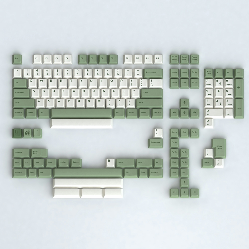 145 Keys Bamboo Forest Theme Keycaps Cherry Profile Green White Keycap ...
