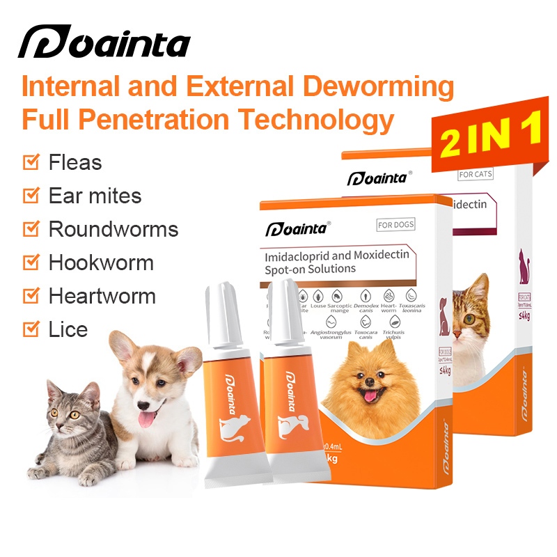 PUAINTA 2In 1 Dewormer for Dogs and Cats Flea Tick Remover Mites Worm ...
