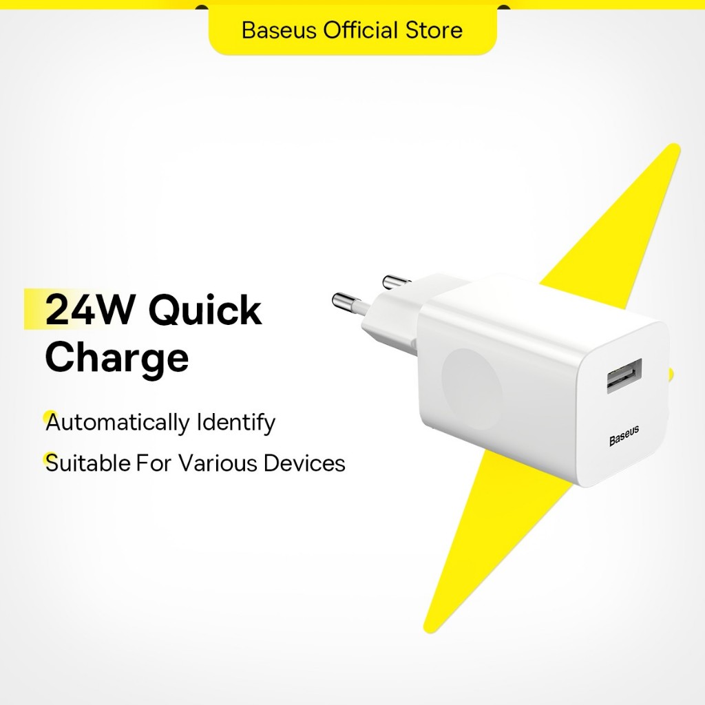 Baseus 24W Quick Charge Plug EU USB Wall Charger Adapter QC 3.0 Fast Charging For Mobile Phone ...