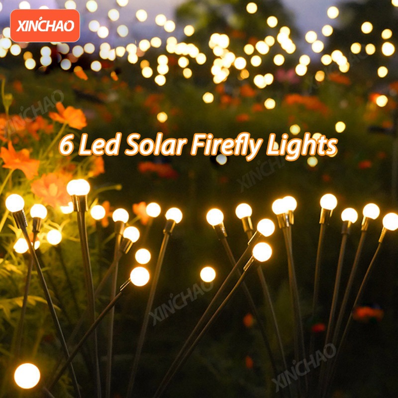 6 Led Solar Firefly Lights Outdoor LED Waterproof Swing Light Lawn ...