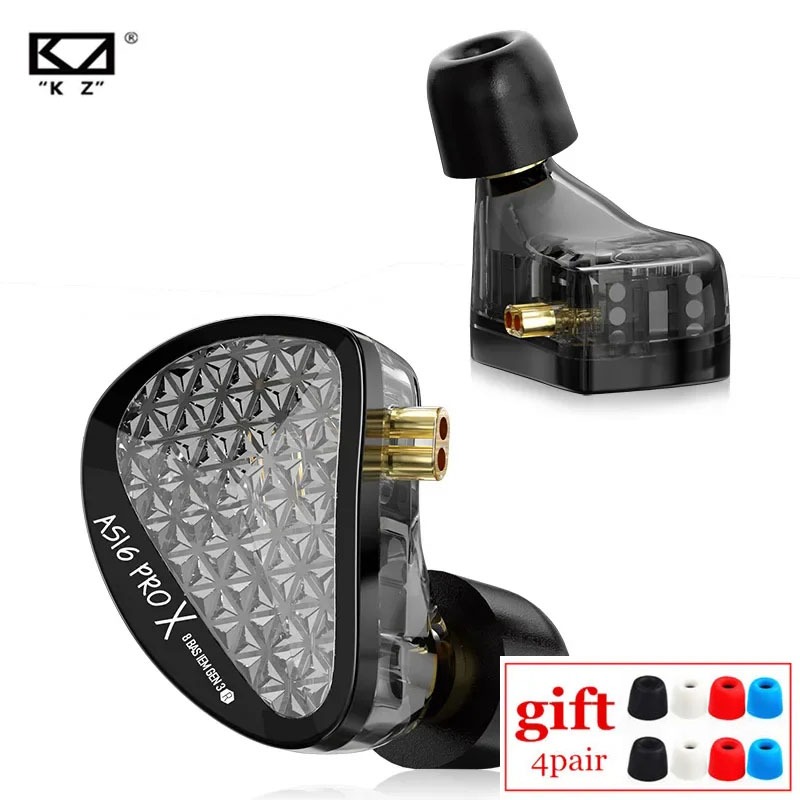 KZ AS16 Pro X In Ear Metal Earphones 16 Custom Balanced Armature ...