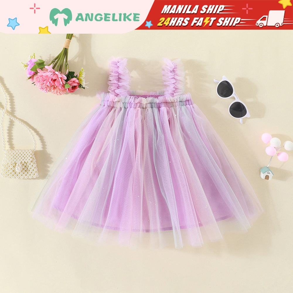 ANGELIKE Baby Girls Tutu Dress Rainbow Sling Layered Princess Tulle ...