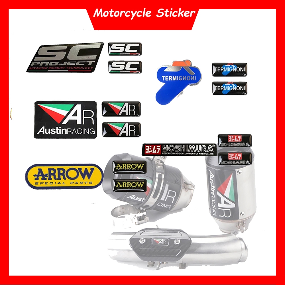 Motorcycle Exhaust Pipes Decal Sticker 3D Heat-resistant Muffler Arrow ...