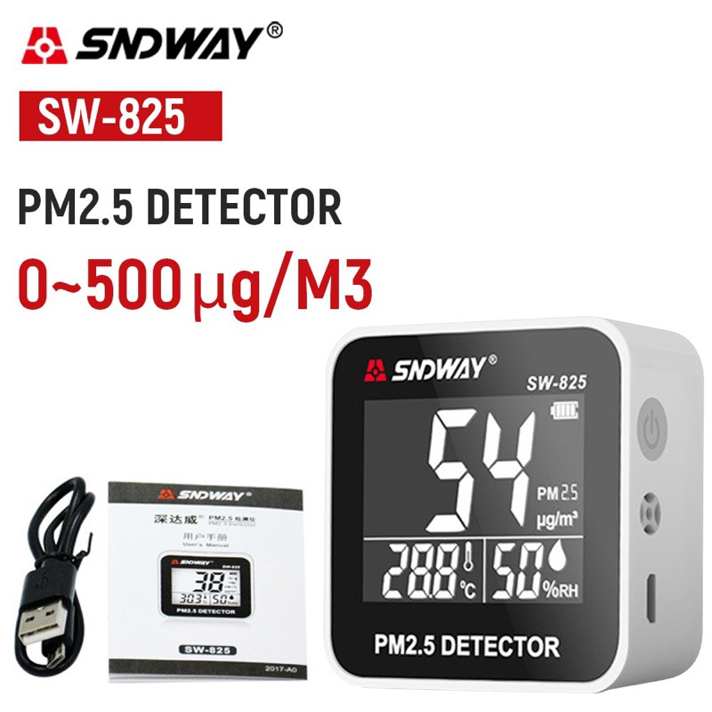 SNDWAY SW-825 Digital PM2.5 Detector 0-500ug/m³ Mini Portable Temperature Humidity Meter PM 2 5 ...