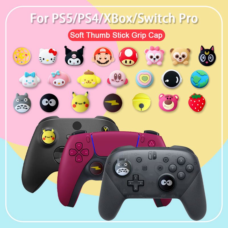 4pc Soft Silicone Thumb Stick Grip Cap For Sony Playstation 5 4 PS5 PS4 XBOX Switch Pro ...