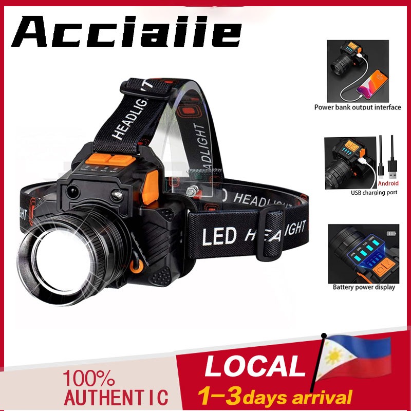 Acciaiie Headlight Fashlight Rechargeable Waterproof LED Headlamp ...