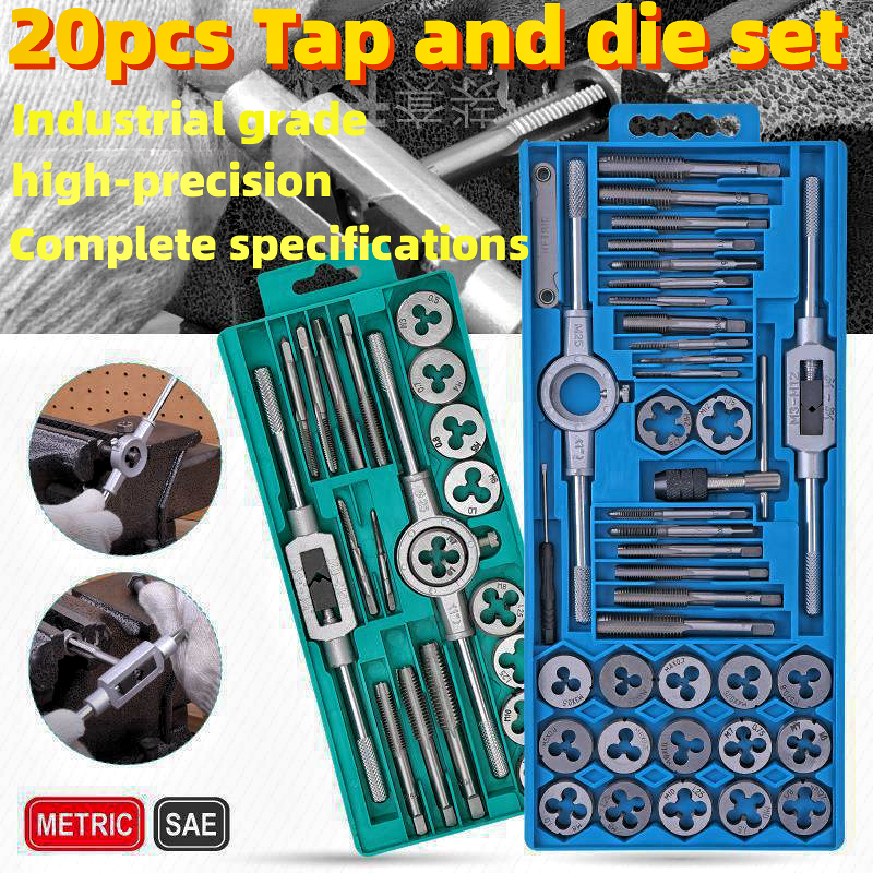 12pcs/20pcs Adjustable Tap and Die Set Hand Tap Wrench threader Metric Threading Tool Set ...