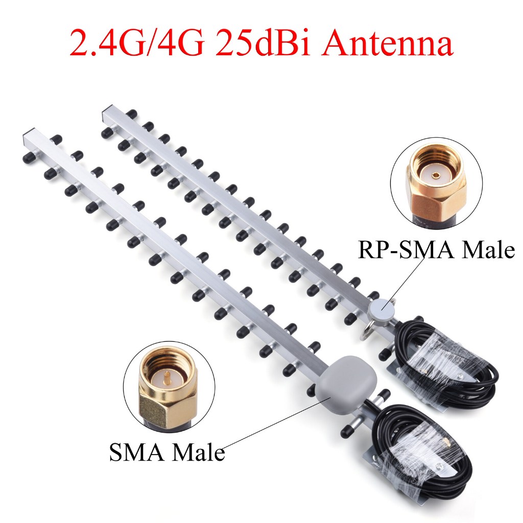 4G/2.4G WiFi Antenna 25dBi RP-SMA/SMA Male Outdoor Wireless Yagi ...