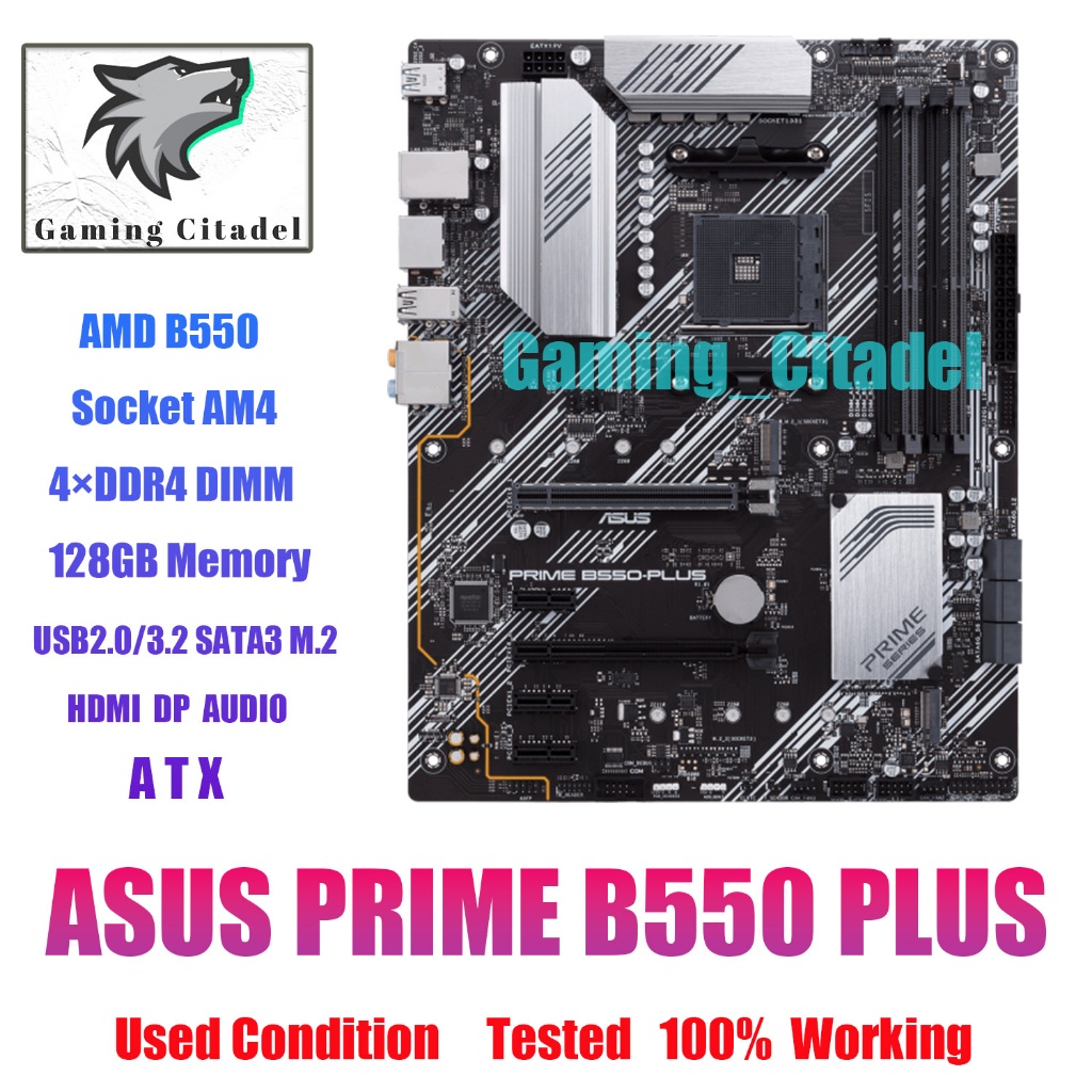 ASUS PRIME B550 PLUS Motherboard DDR4 128GB HDMI DP Tested Working ...