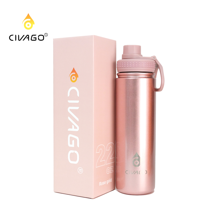 CIVAGO（22oz）Wide Mouth with Sport Lid Vacuum Insulated Tumbler Hot And ...