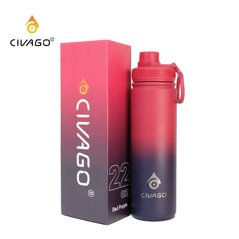 CIVAGO（22oz）Wide Mouth with Sport Lid Vacuum Insulated Tumbler Hot And ...