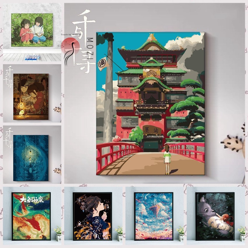 MOZI 30 * 40cm/40 * 50cm Spirited Away Paint By Numbers canvas painting ...