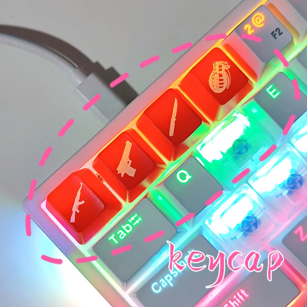 4pcs ABS Keycap CSGO Translucent Cf Crossfire Cut Gun Shortcut Key WASD ...