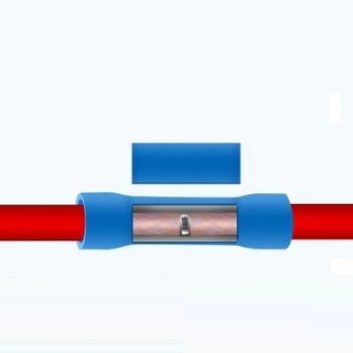 Straight Butt Wire Terminal Splice Crimp PVC Insulated Copper Tube Cold ...