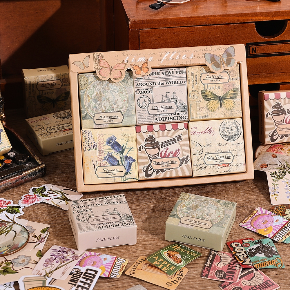 300 sheets Vintage Butterfly Flower Washi Scrapbooking Stickers Set 6 ...