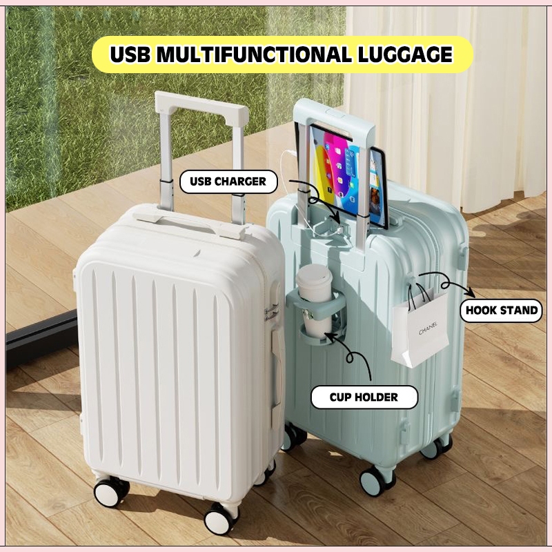 TRAVELCUL Cup Holder Hand Carry Luggage USB Port 20/24 Inch Luggage ...