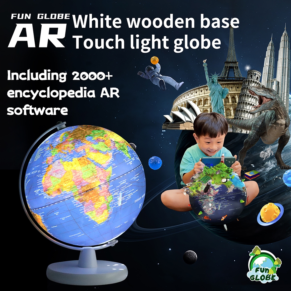 FUN GLOBE—AR Wooden Base Touch Light Globe（8inch-20cm） | Shopee Philippines