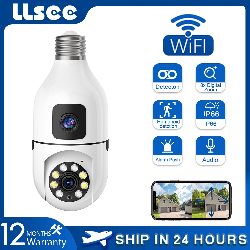 LLSEE 8MP 8x Digital Zoom Wireless 360 CCTV Indoor WIFI Connection E27 ...