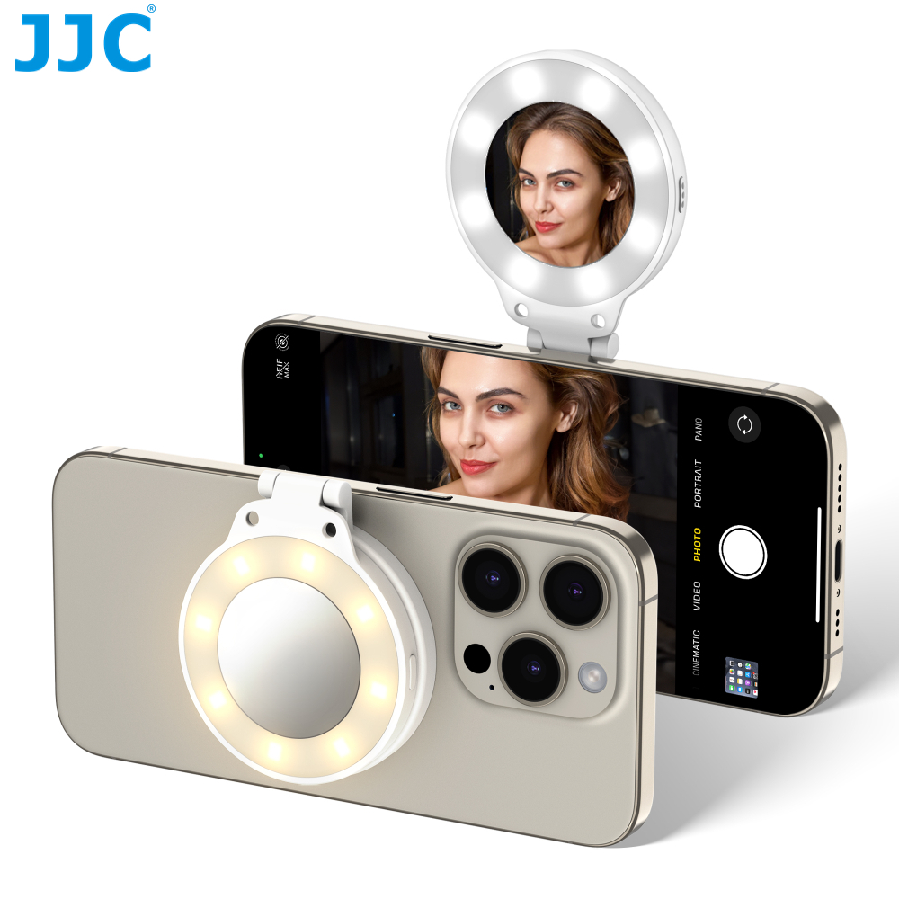JJC MagSafe Selfie Light Magnetic LED Fill Light with Built-in Mirror ...