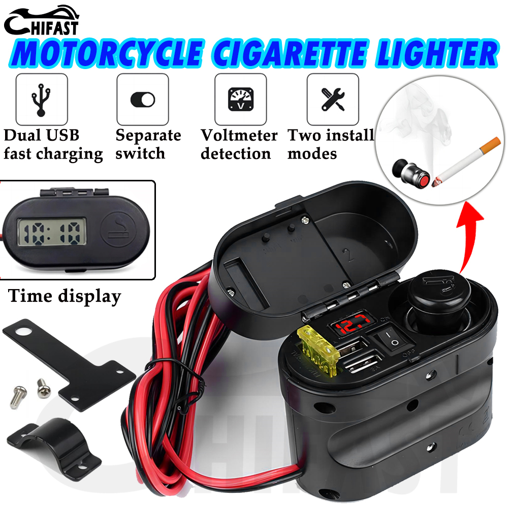 HIFAST Motorcycle Cigarette Lighter Motorcycle USB Charger With Dual ...