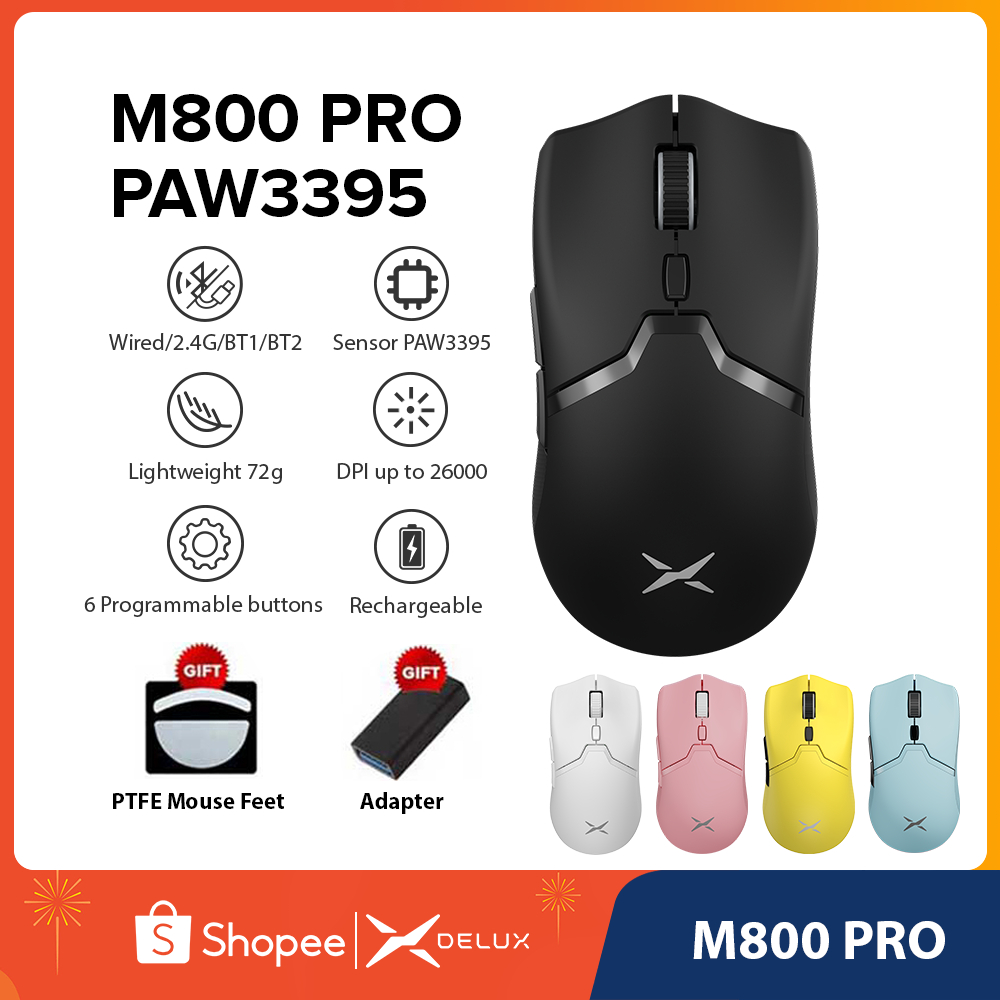 Delux M800 PRO PAW3395 26000DPI 50G ACC Wireless Gaming Mouse 72g ...