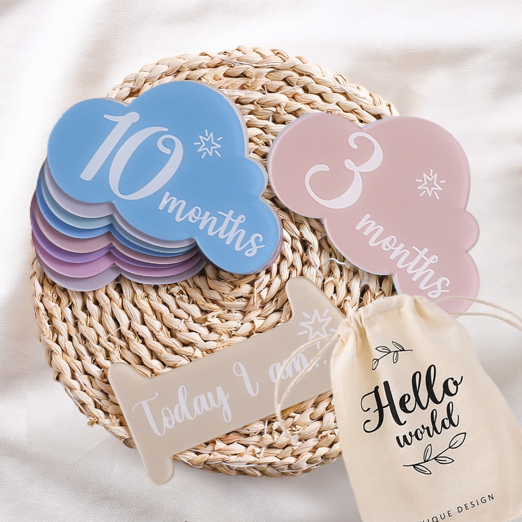 14Pcs/set Butterflies/Clouds -Shaped Milestones Memory Card Acrylic ...