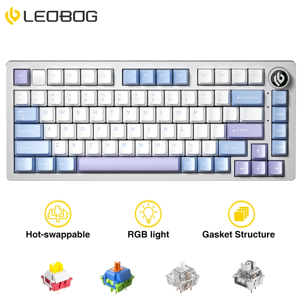 AULA LEOBOG Hi75 75% Mechanical Keyboard 81 Keys Wired Hot Swap RGB Gasket Structure With Knob ...