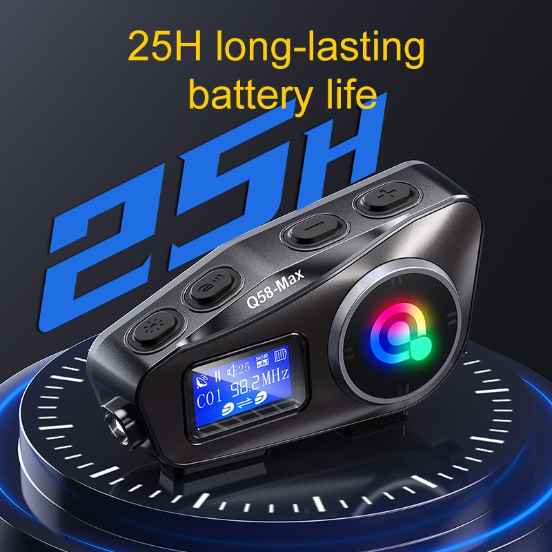 Bluetooth 5.3 Motorcycle Helmet Headphones Q58 Max Intercom Headset Multi-Scene Mixed Music ...