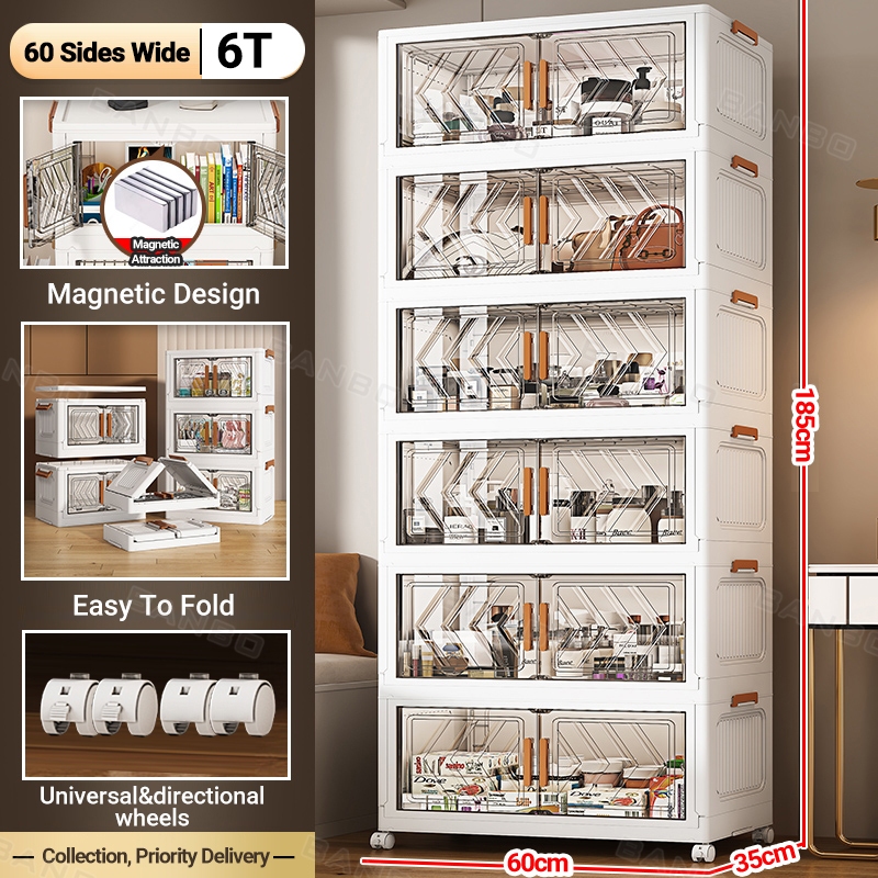 Transparent Storage cabinet Lockers With Wheels Clothing storage box ...