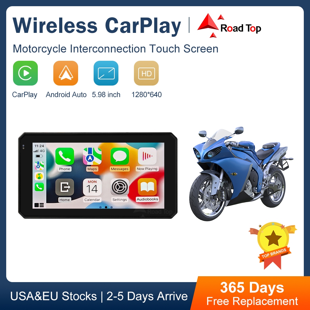 5.98 Inch Touch Screen Motorcycle Wireless Carplay Android Auto ...