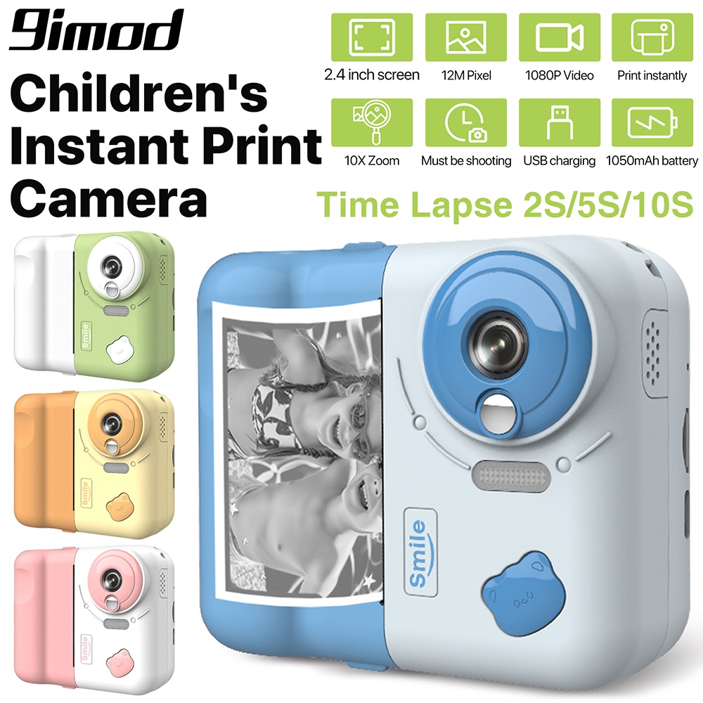 9IMOD Kids Camera Instant Print Camera 2.4 inch 1080P Children Digital ...
