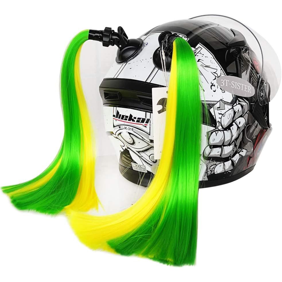 Helmet Pigtails Motorcycle Helmet Ponytail Braids Helmet Synthetic Hair ...