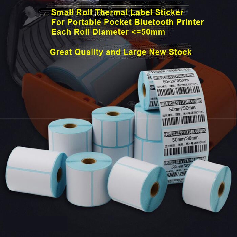 15/20/30/35/40/45/50/57/60/70mm White Paper Thermal Sticker Small Roll ...