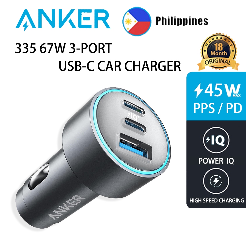 Anker USB-C Car Charger, 67W 3-Port Compact Fast Charger, Car Adapter ...