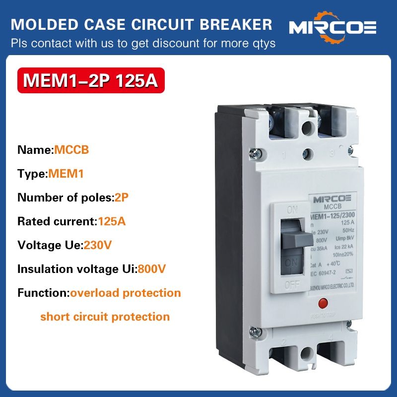 MORCOE MCCB Molded Case Circuit Breaker 2Poles 3Poles 100A 125A 150A 175A 225A 250A | Shopee ...