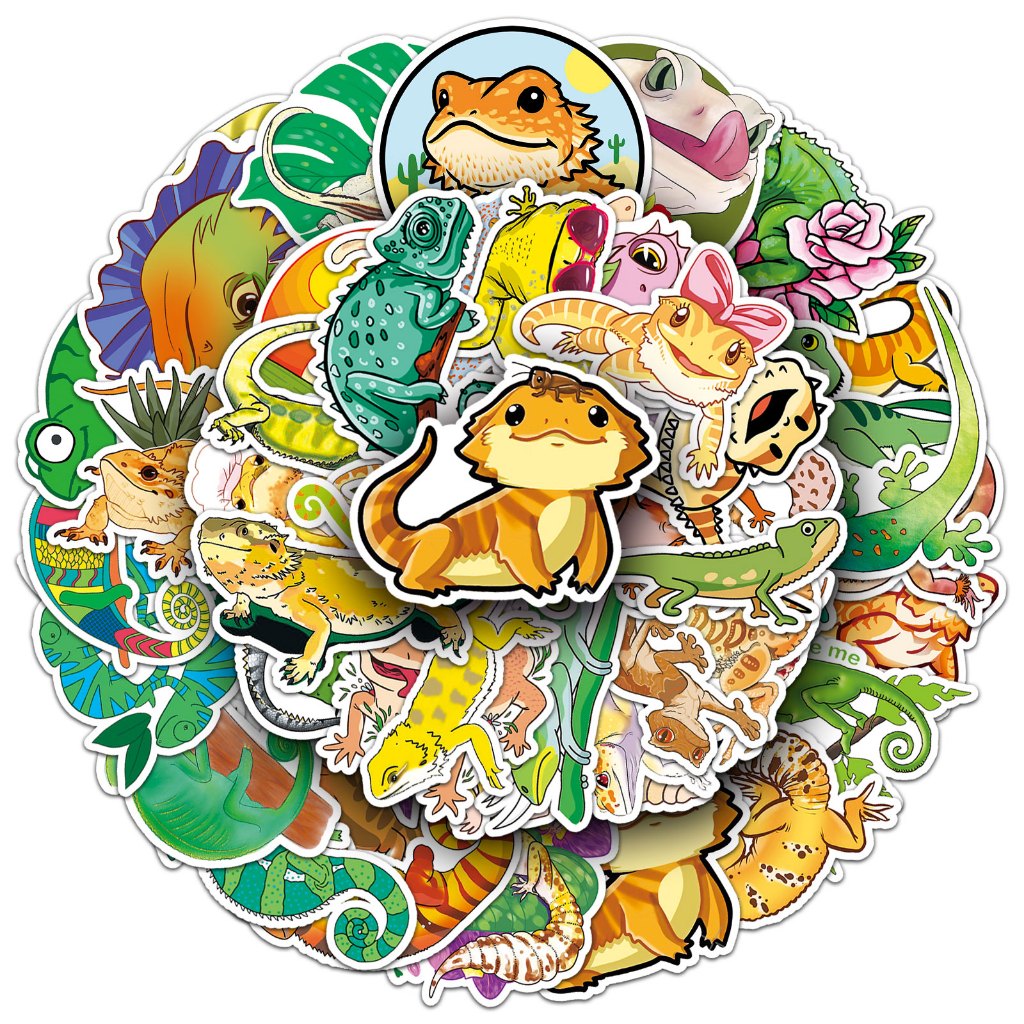 50 Piece Funny Lizard DIY Creative For Motor Car Helmater Stickers Home ...