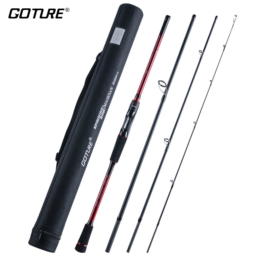 GOTURE MAGICIAN 4 Sections 24T Carbon Fishing Rod Spinning Baitcasting ...