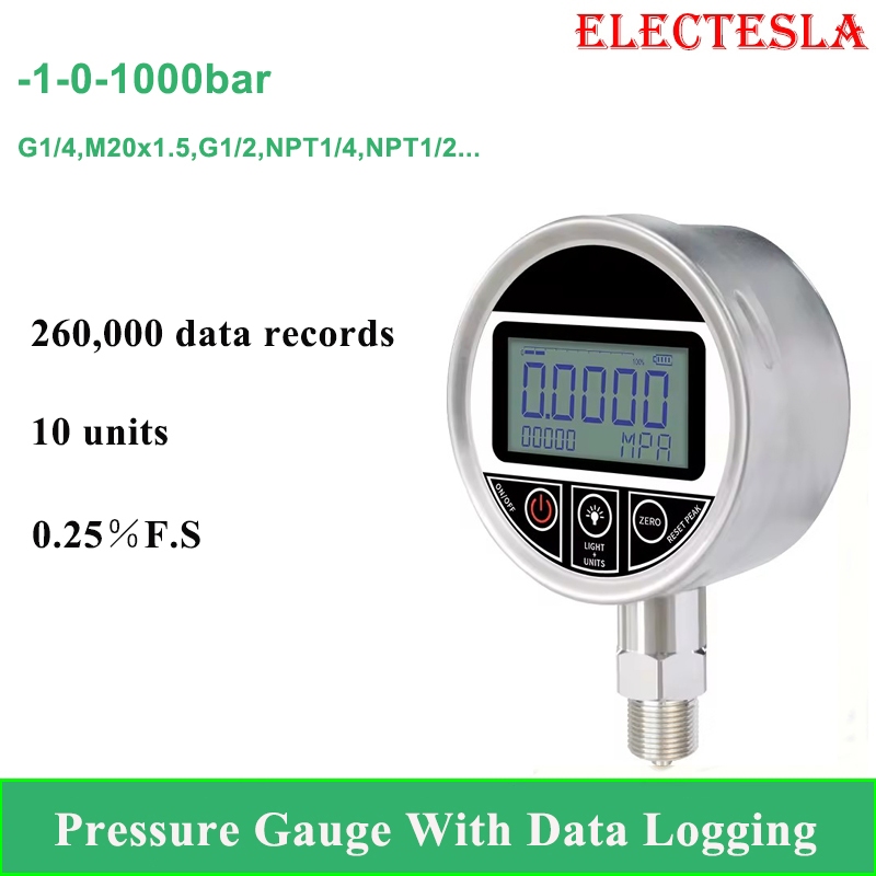 10bar 16bar Digital Pressure Gauge With Data Logger High Accuracy ...