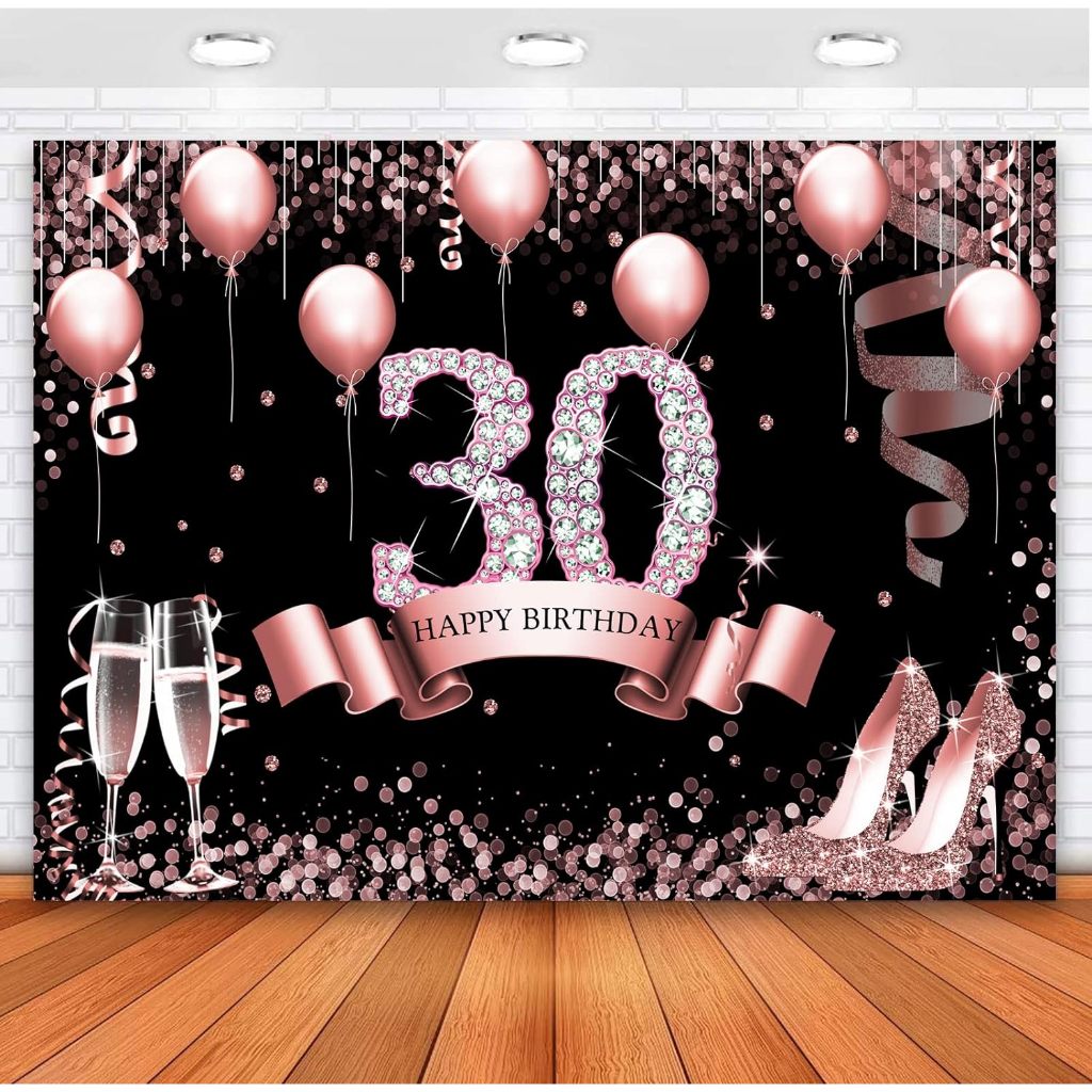 5x3ft Rose Gold Happy 30th Birthday Photography Backdrop for Women ...