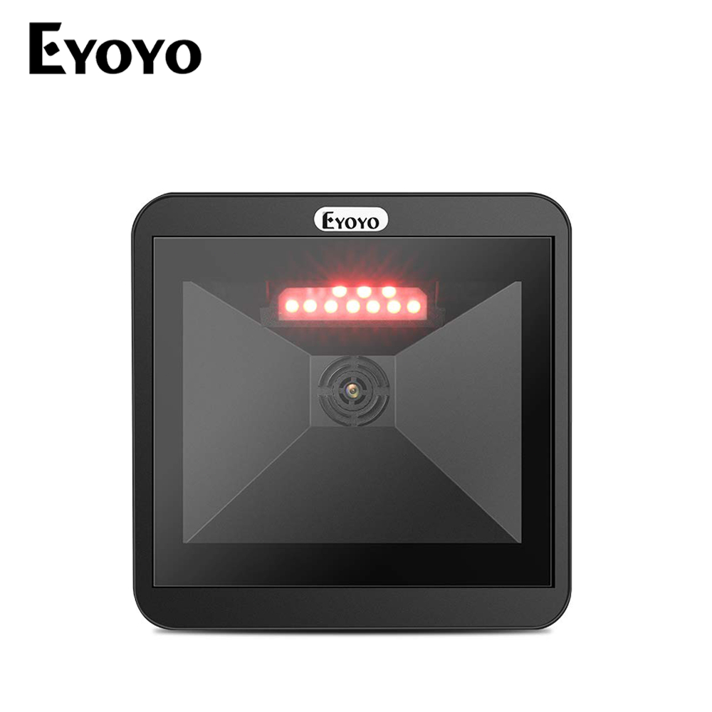 Eyoyo Hands-Free 2D QR Barcode Scanner, Omnidirectional Desktop ...