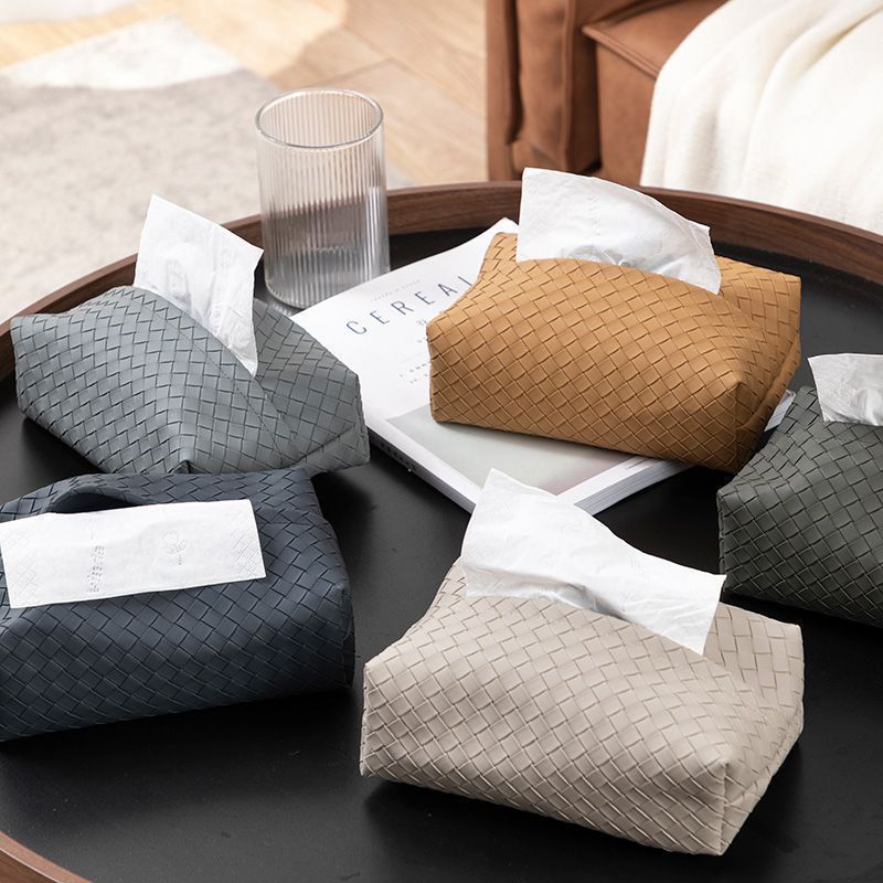 Weave Leather Tissue Box Portable Car Paper Holder ins Decorative ...