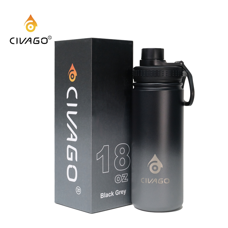 CIVAGO（18oz）Wide Mouth with Sport Lid Vacuum Insulated Tumbler Hot And ...