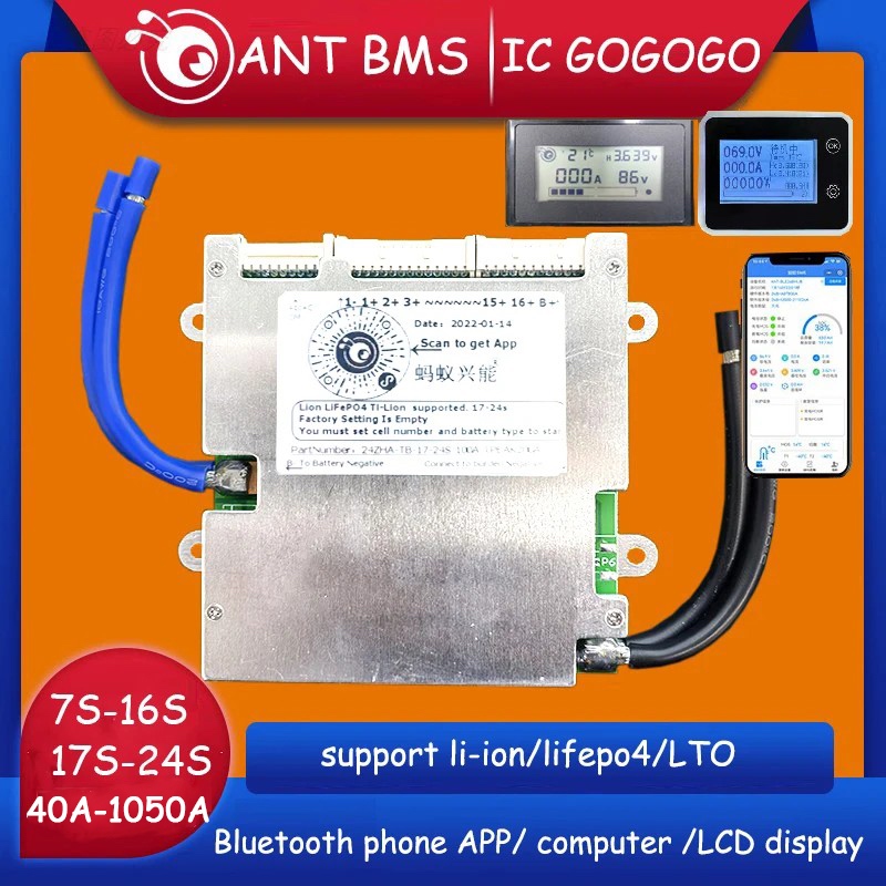 17S to 24S 22S Ant BMS Lithium Battery Protection Board 72V 60V Li-ion ...