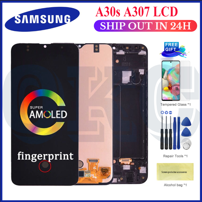 Original AMOLED LCD For Samsung Galaxy A30S A307 A307F A307FN LCD with Frame Display Touch ...