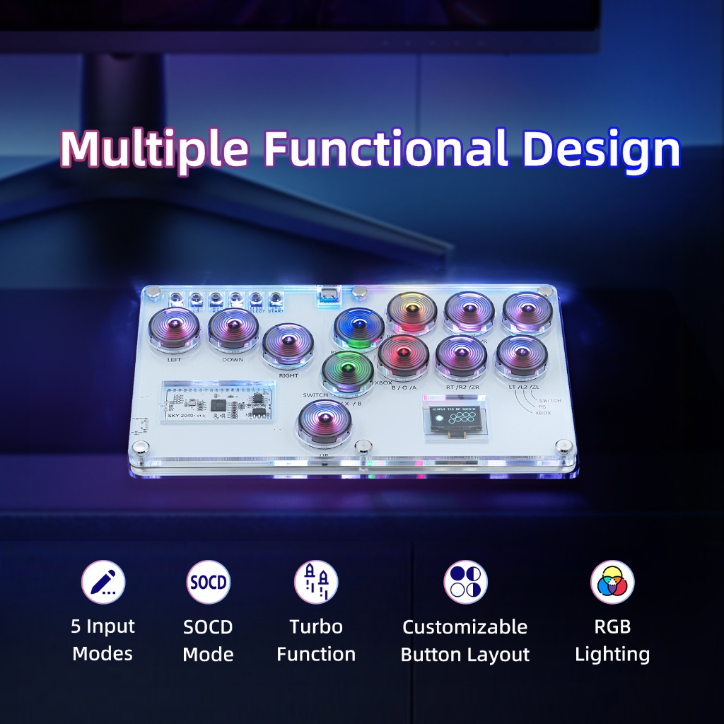 12 Button Leverless Arcade Controller for PC/Switch/PS4/PS3 - Transparent Gray | Shopee Philippines